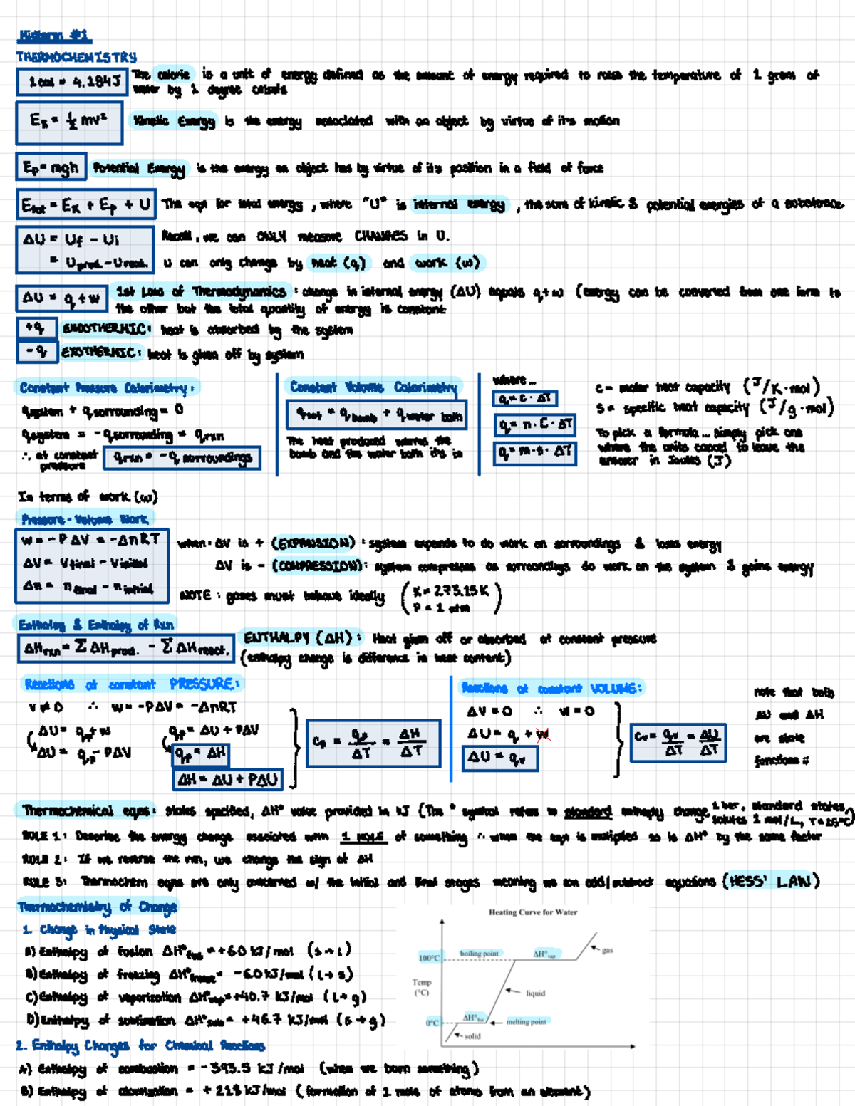 Chemistry lecture notes for thermodynamics - Midterm# 1 THERMOCHEMISTRY ...