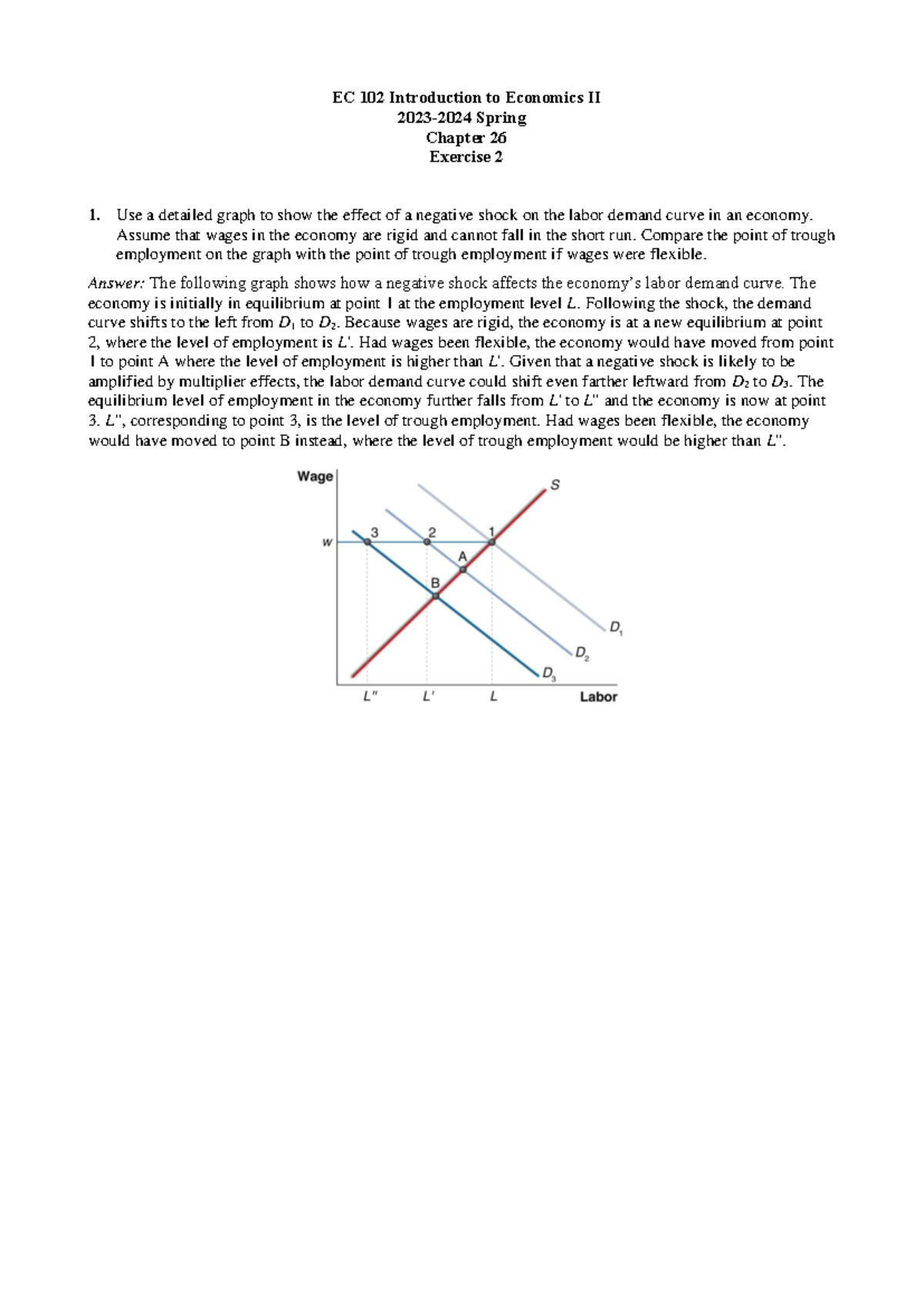 Ec102 2023-2024 ch26 exercise 2 - EC 102 Introduction to Economics II ...