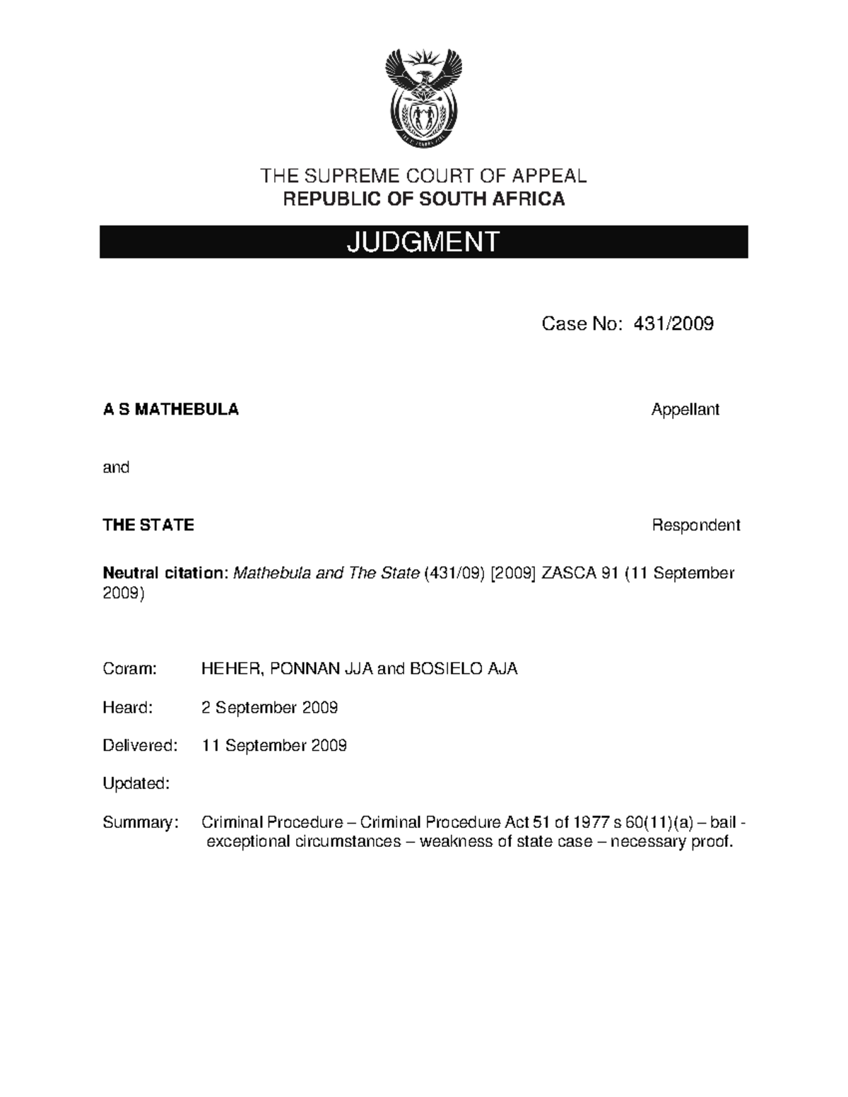 S-v-Mathebula-2010-1-SACR-55-SCA (CASE LAW - Section 60 (11) CPA) - THE ...