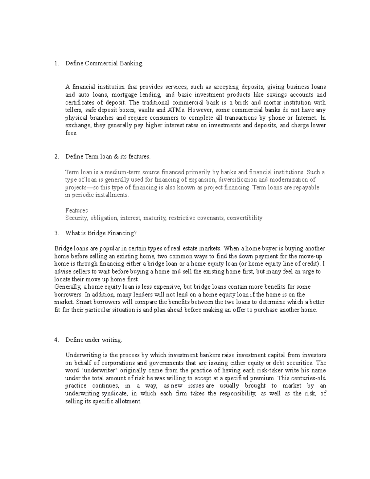 Banking - document will be used for study purpose - Define Commercial ...