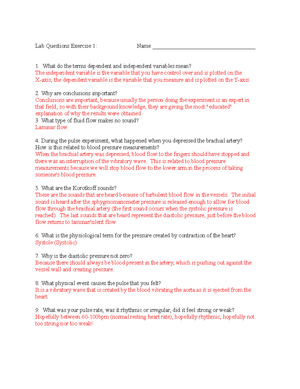 Copy of Lab Ques Ex 1 Key - answer key - Lab Questions Exercise 1: Name ...