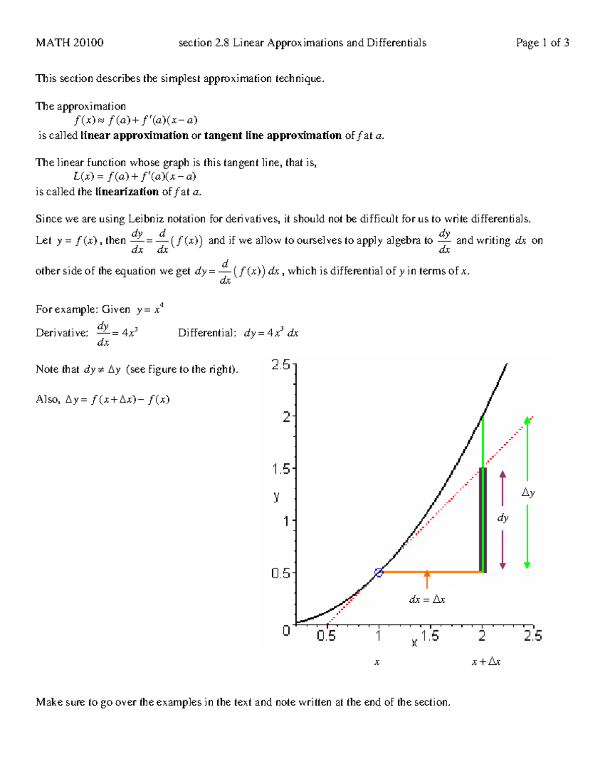 Ch2sec8-examples - Examples and Summary - MATH 20100 section 2 Linear ...