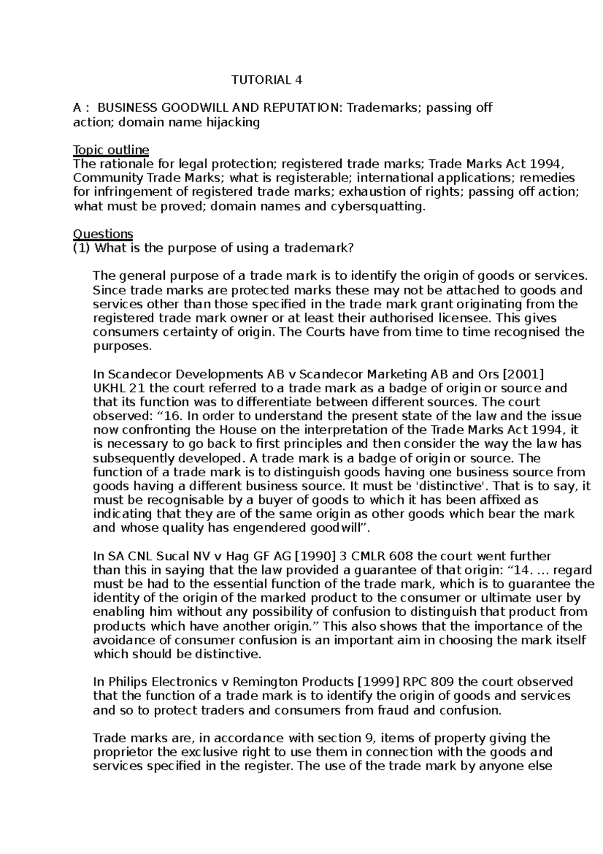 IP Tutorial 4 questions and suggested answer 1 - TUTORIAL 4 A ...