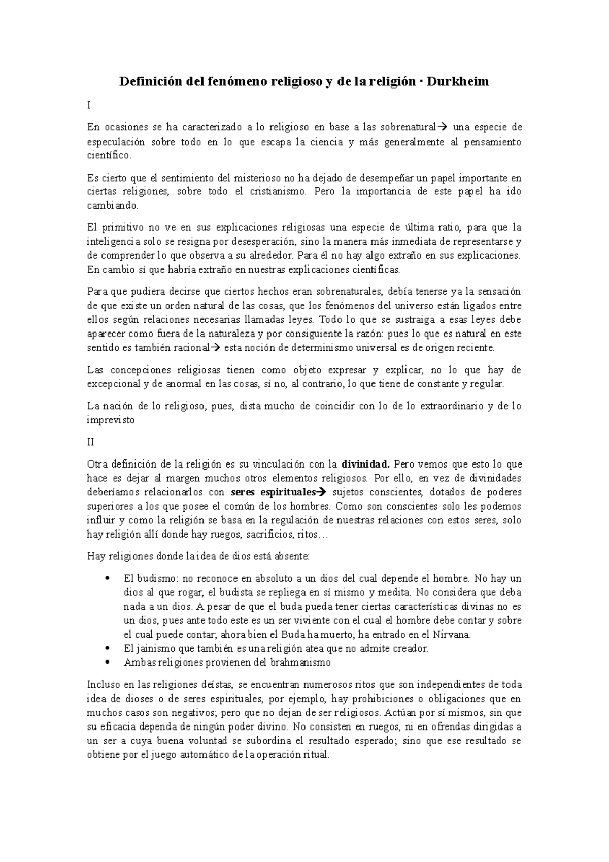 Apuntes Definición del fenómeno religioso y de la religión · Durkheim ...