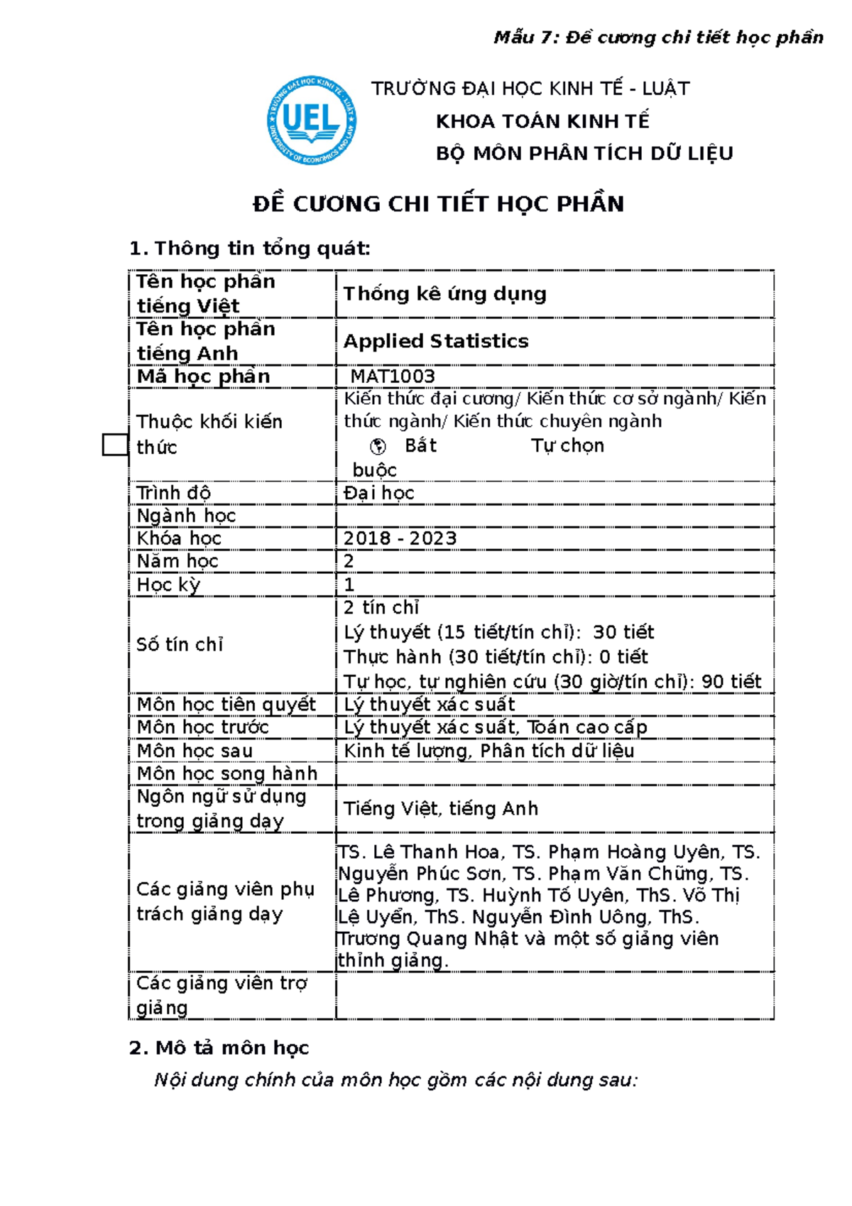 TKUD de cuong chi tiet hoc phan tkud 2023 - TRƯỜNG ĐẠI HỌC KINH TẾ ...