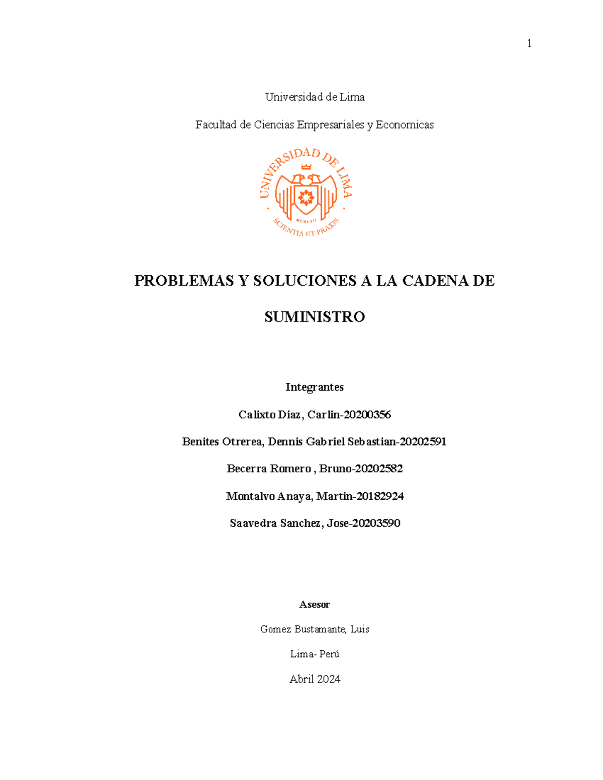 Paper Descriptivo OP3 - Universidad de Lima Facultad de Ciencias ...