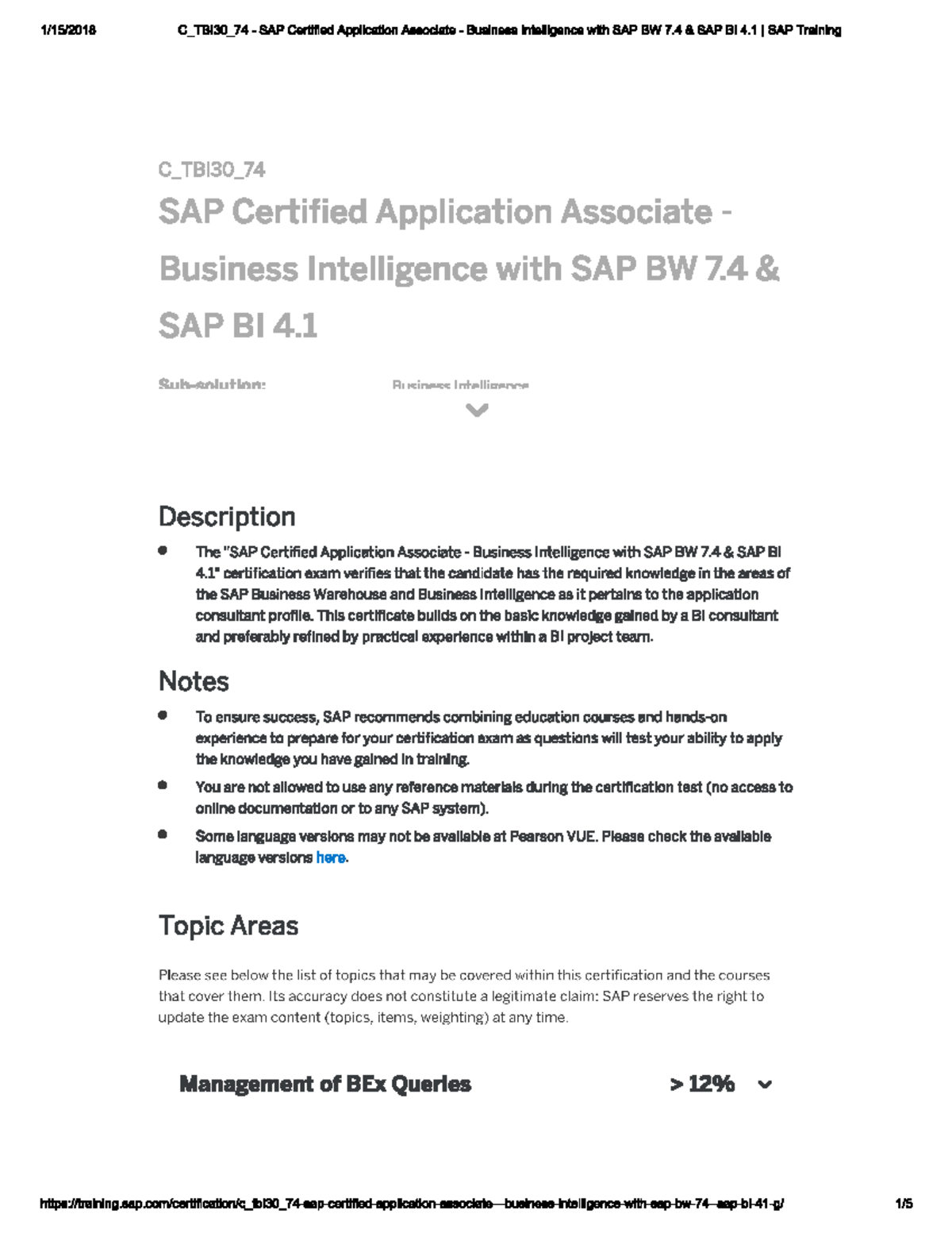 C TBI30 74 SAP Certified Application SAP - Data analytics - Studocu