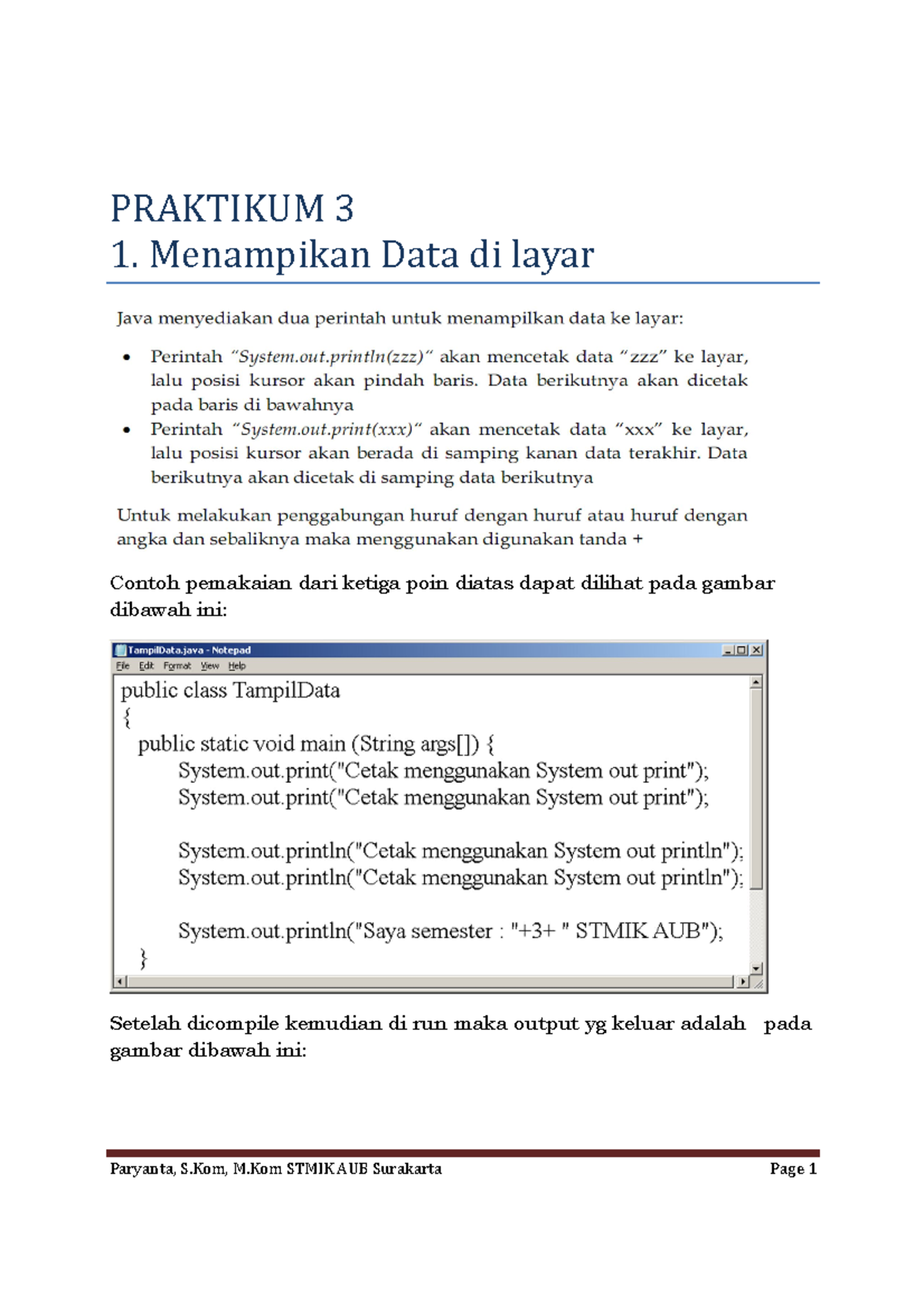3 praktikum java - Java Programming Material - PRAKTIKUM 3 1 ...