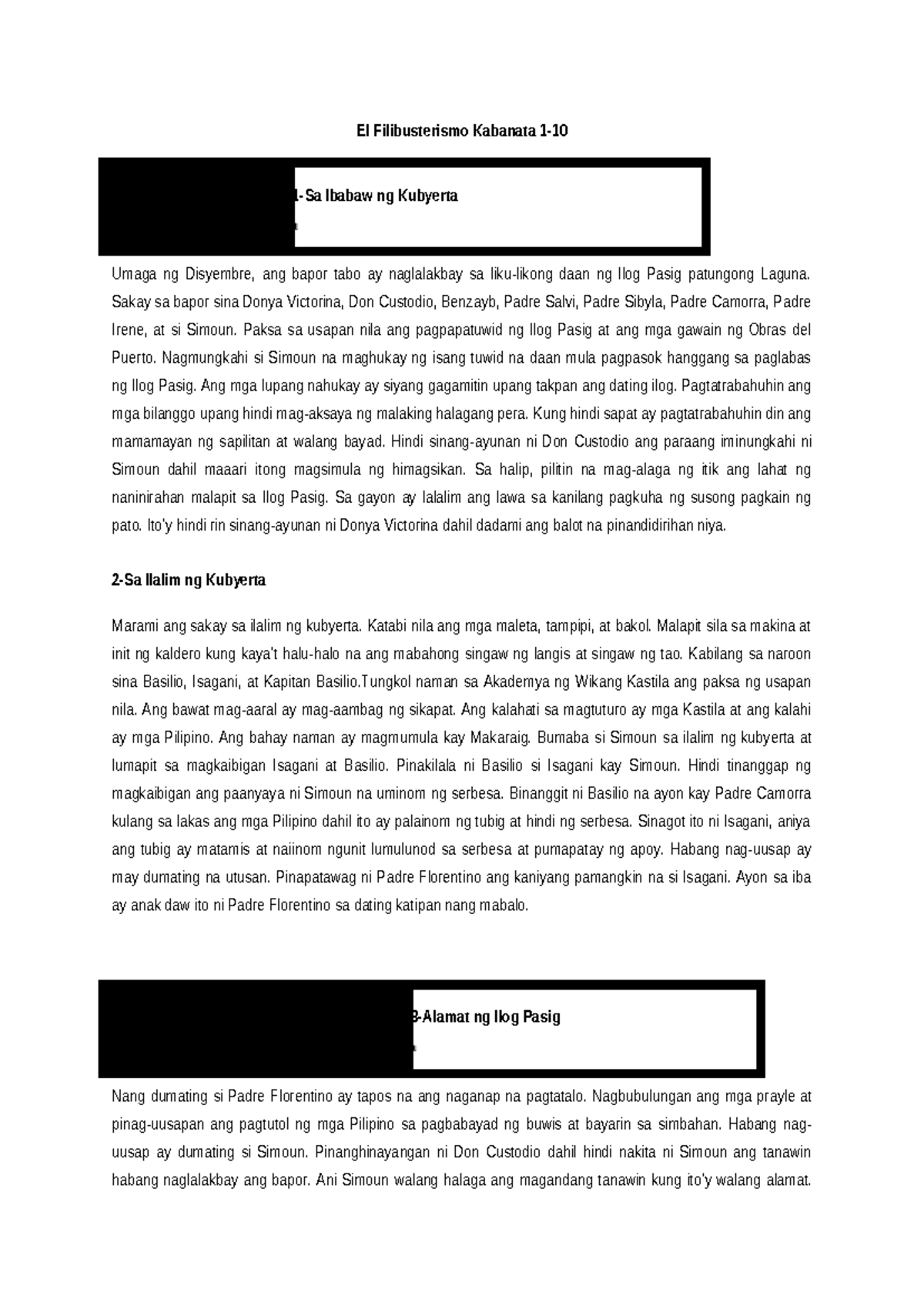 El Filibusterismo Kabanata 1 10 - Sakay sa bapor sina Donya Victorina ...