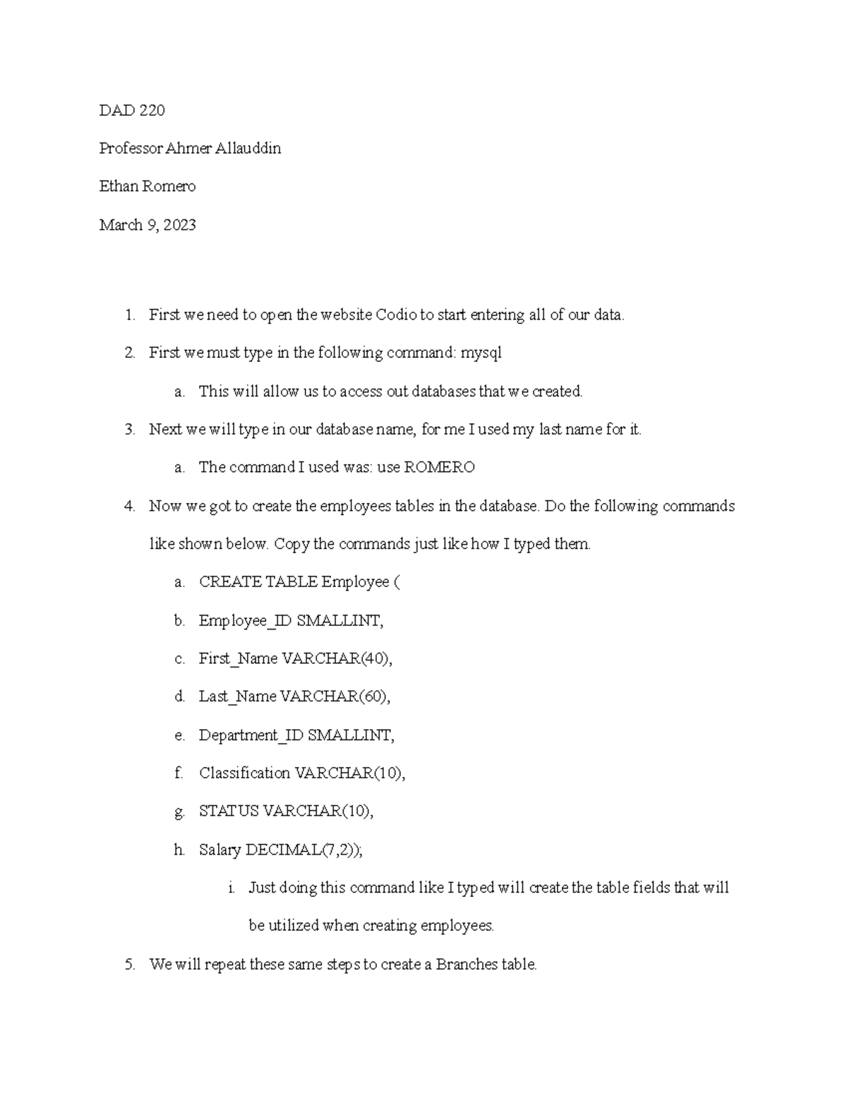 Ethan Romero 2-4 Lab - Course Work - DAD 220 Professor Ahmer Allauddin ...