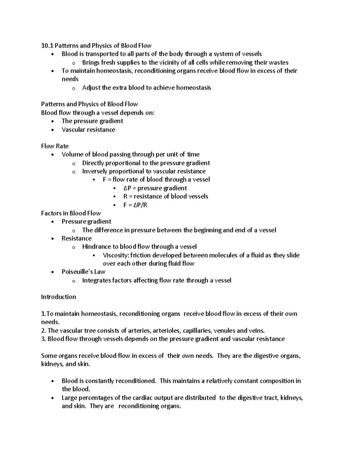 Chapter 10 Blood Flow - Javed PHYS 215 - 10 Patterns and Physics of ...