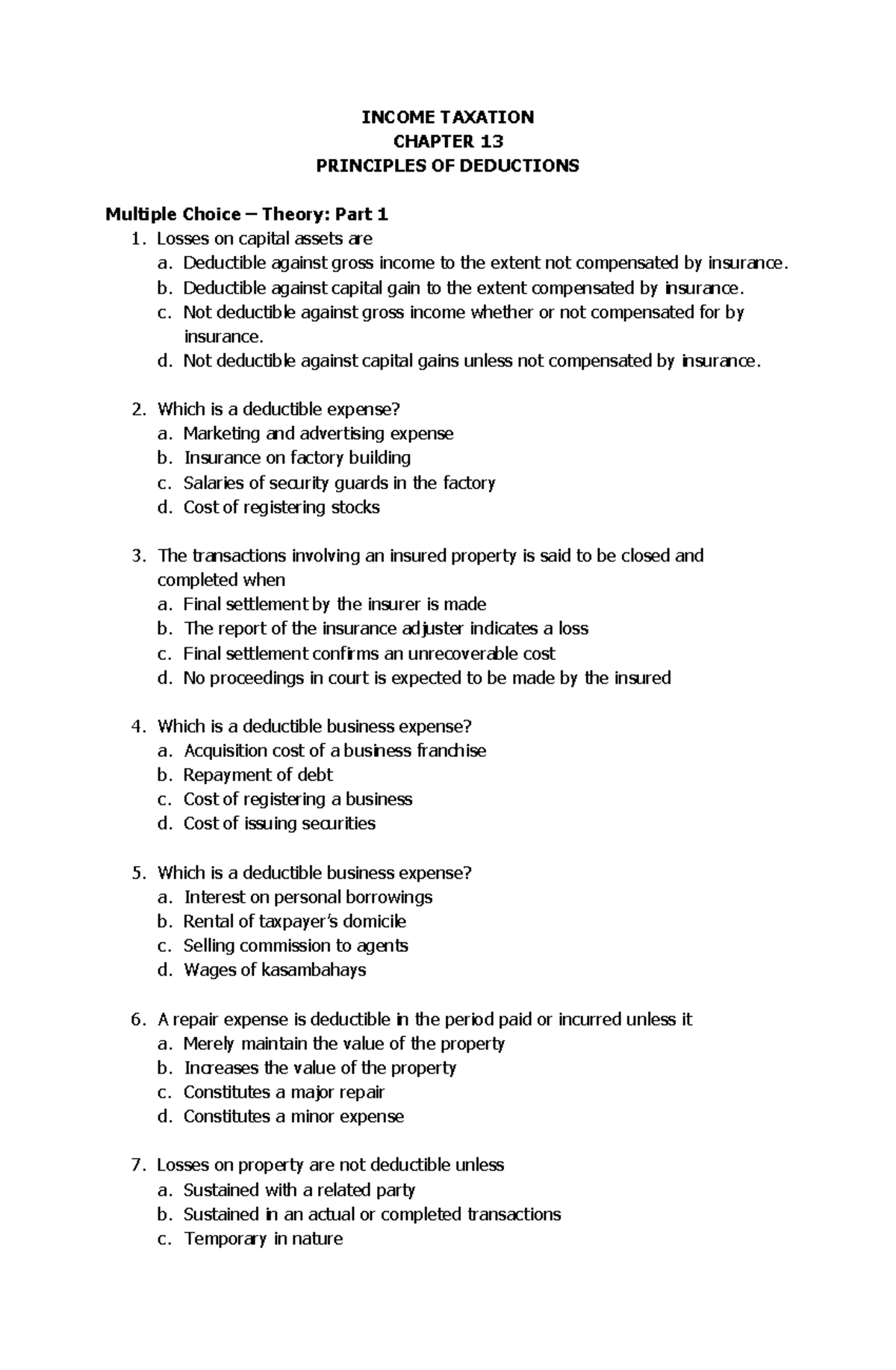 Pdfcoffee - inc tax - INCOME TAXATION CHAPTER 13 PRINCIPLES OF ...