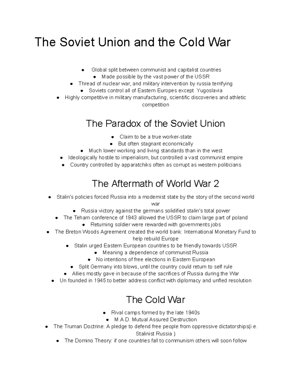 The Soviet Union and the Cold War - A. Mutual Assured Destruction The ...