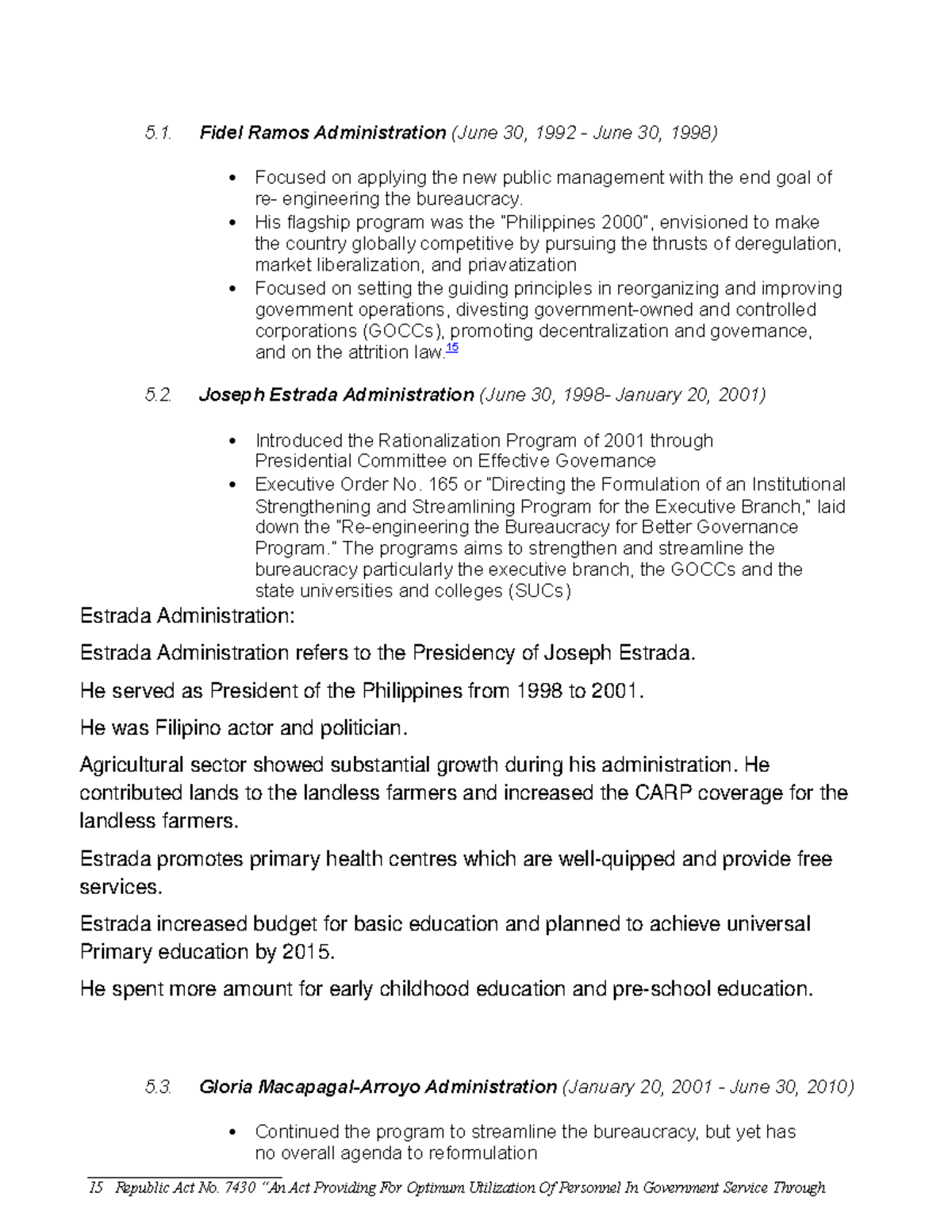 Fidel Ramos Administration BLAH BLAH BLAH - 5. Fidel Ramos ...