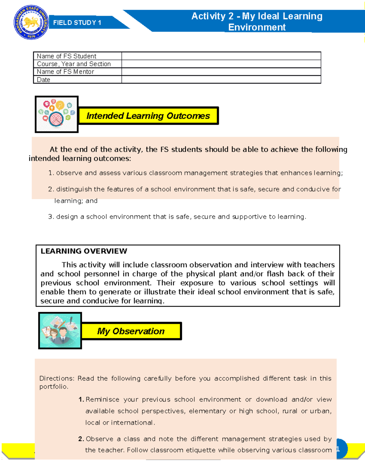 FS1-Activity-2 - GODBLESS - ####### FIELD STUDY 1 E- PORTFOLIO FOR ...
