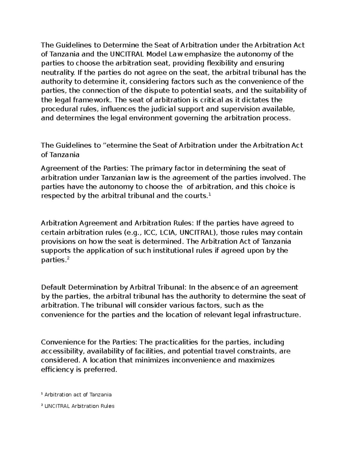 ADR work 2 - The Guidelines to Determine the Seat of Arbitration under ...