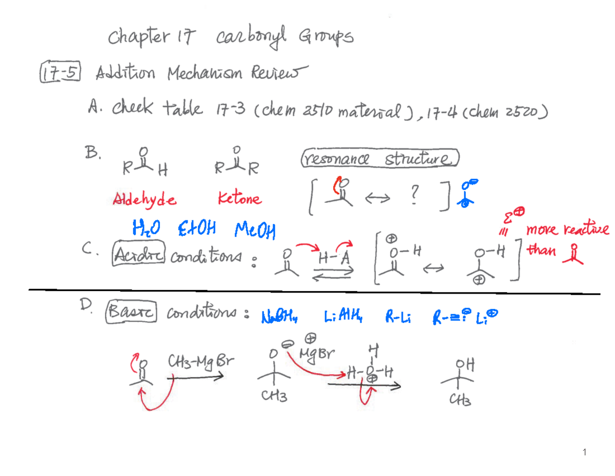 Ch.17 Lecture 11, 12, 13 - 1 I o_ HI EtOH MeOH NaBHy LiAlHy R Li R Lito 2 r k in 4 I I 0 easier ...