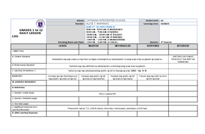 DLL Science 3 Q4 W6 - Daily Lesson Plan - GRADES 1 to 12 DAILY LESSON LOG School: CATANING - Studocu