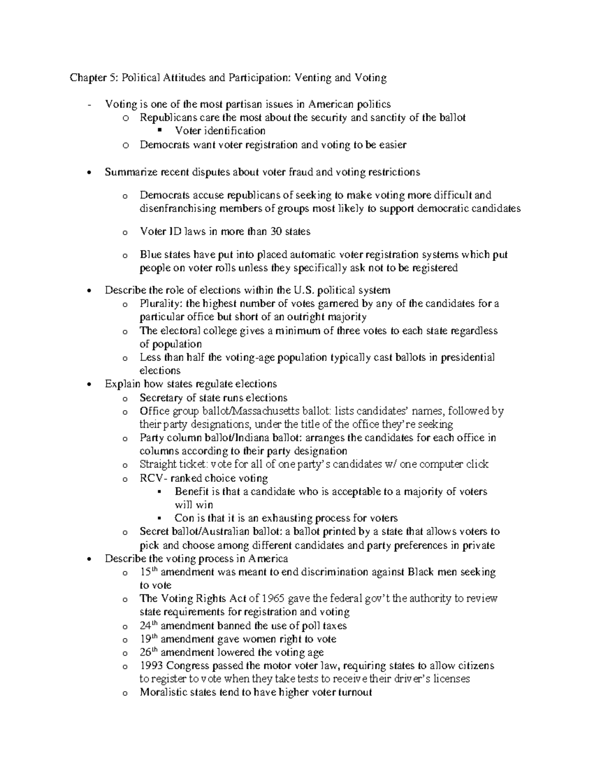 Chapter 5 Political Participation - Chapter 5: Political Attitudes and ...