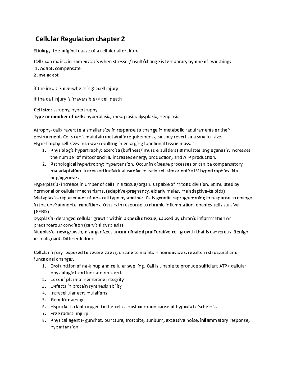 Patho cellular regulation - Cellular Regulation chapter 2 Etiology- the ...