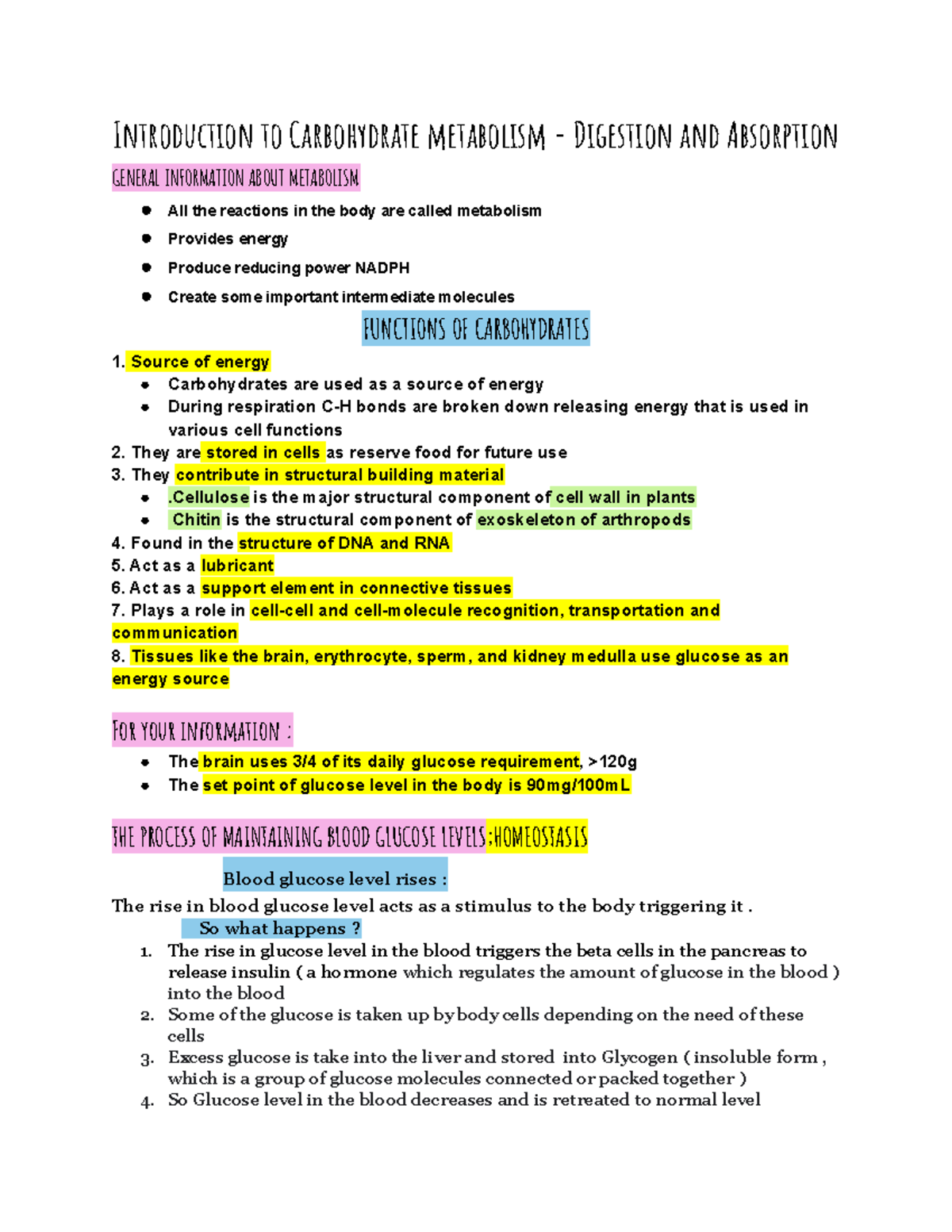 Introduction to Carbohydrate metabolism - Digestion and Absorption ...