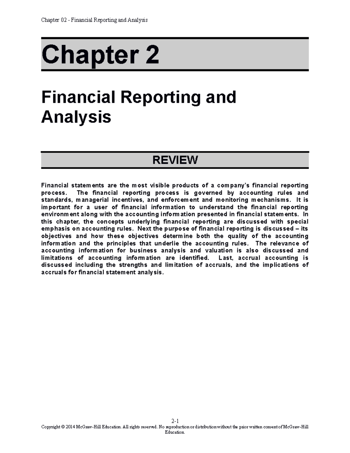 SMChap 002-highlighted - Chapter 2 Financial Reporting and Analysis ...