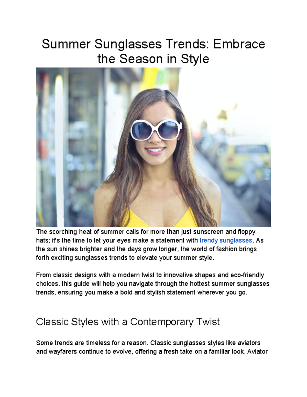 Summer Sunglasses Trends Embrace the Season in Style - Summer ...
