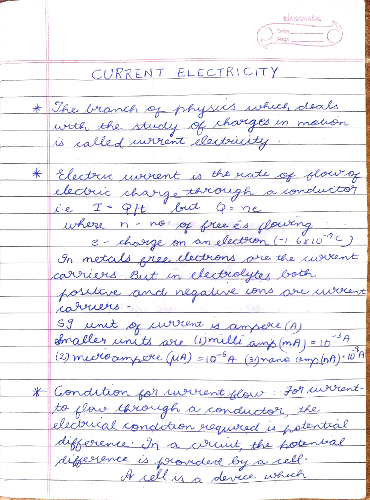 Current Electricity - These notes contain extra numerical questions as ...
