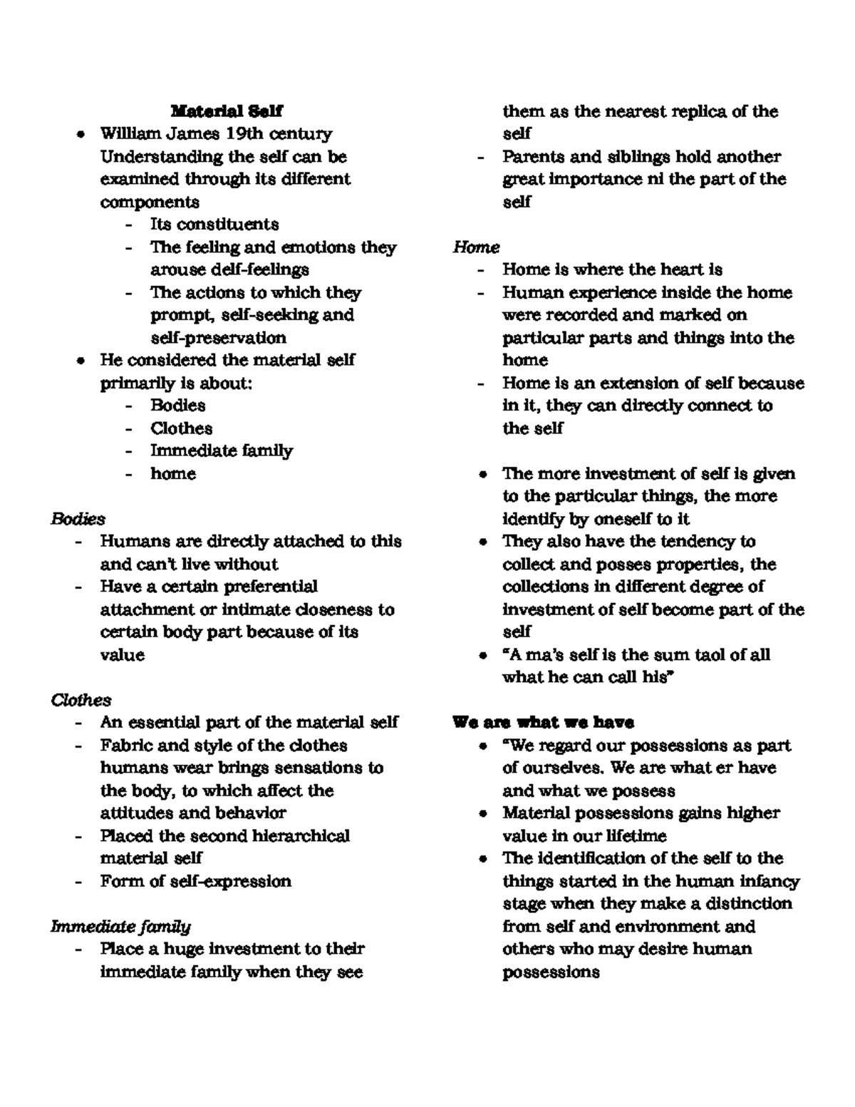 GE1 - notes - Material Self William James 19th century Understanding ...