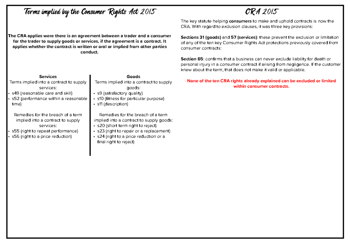 Contract Terms Revision copy - Terms implied by the Consumer Rights Act ...