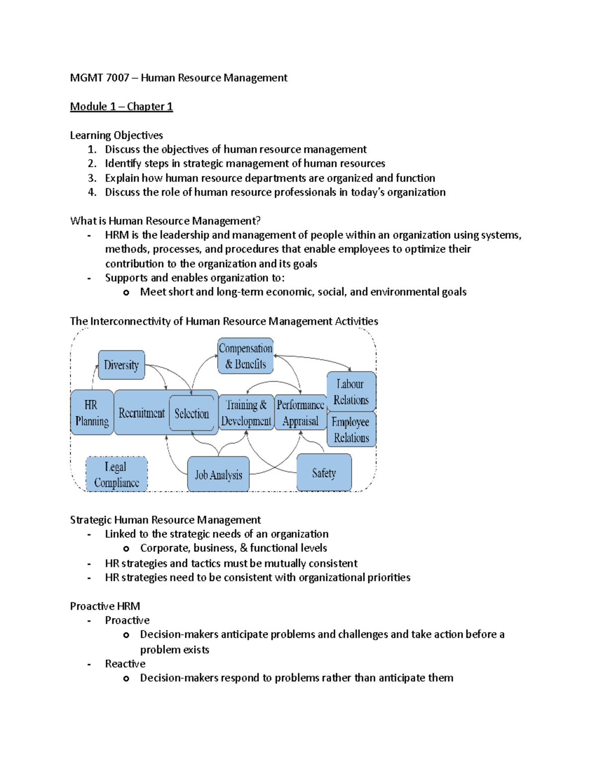 MGMT 7007 - Module 1 - MGMT 7007 – Human Resource Management Module 1 ...