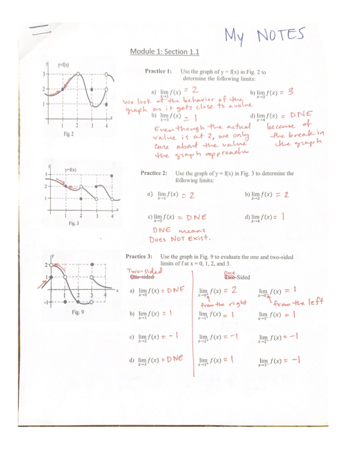 Calc 1 - notes - My NOTES Module 1: Section 1 y Practice 1: 3 Use the ...