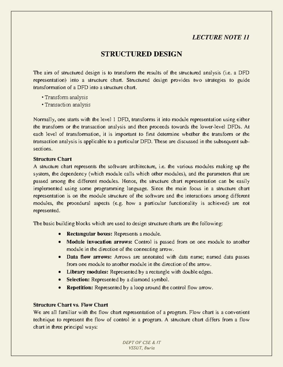 DESIGNING OF STRUCTURES - DEPT OF CSE & IT LECTURE NOTE 11 STRUCTURED ...