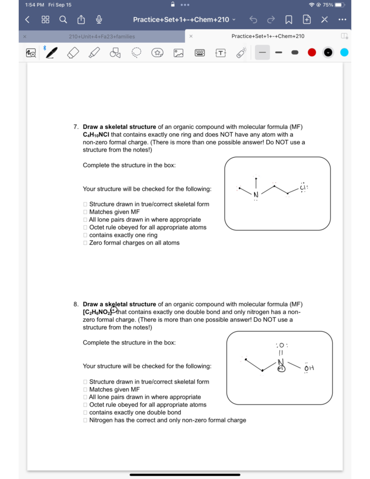 IMG 0045 - organic chemistry practice of formal charges, skeletal ...