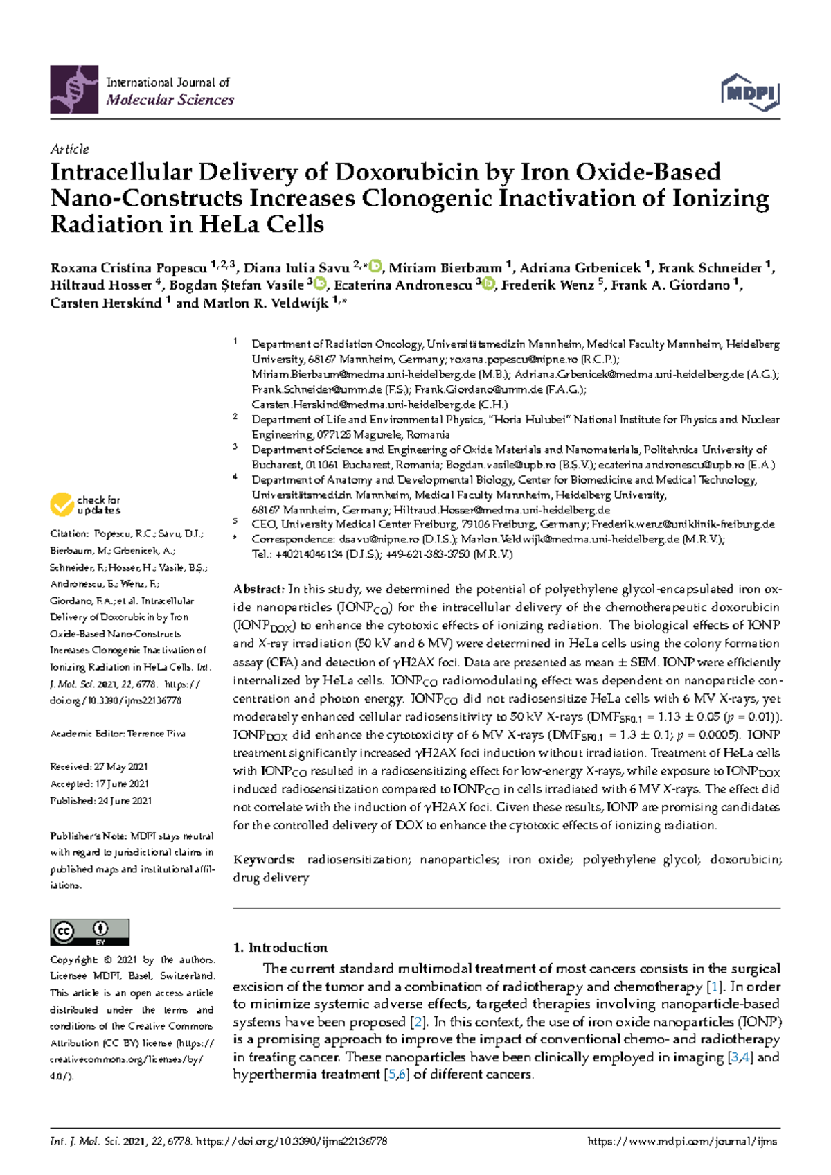 HELA Cells Paper - International Journal of Molecular Sciences Article ...