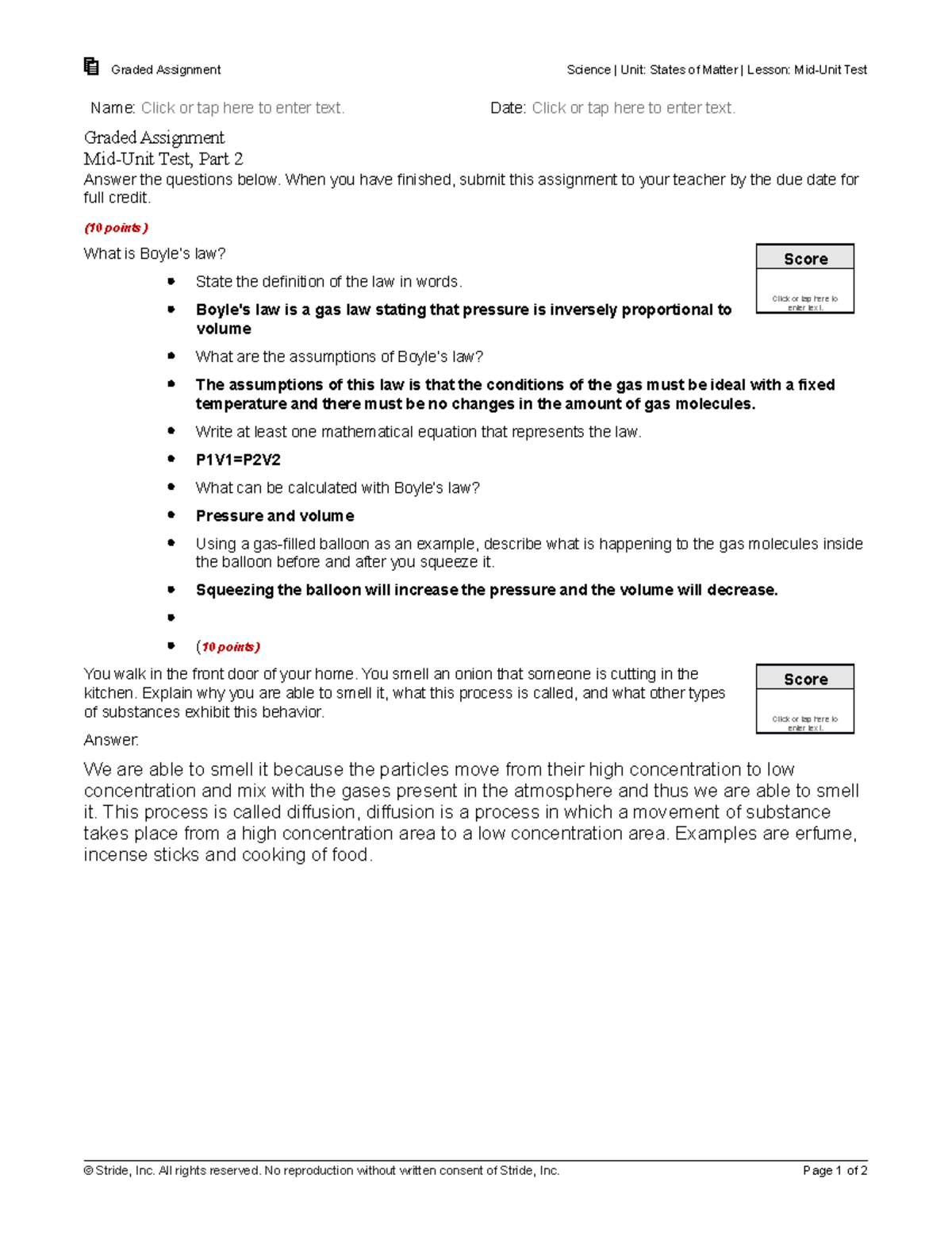 1.09 Mid Unit Test - dhhud - Graded Assignment Science | Unit: States ...