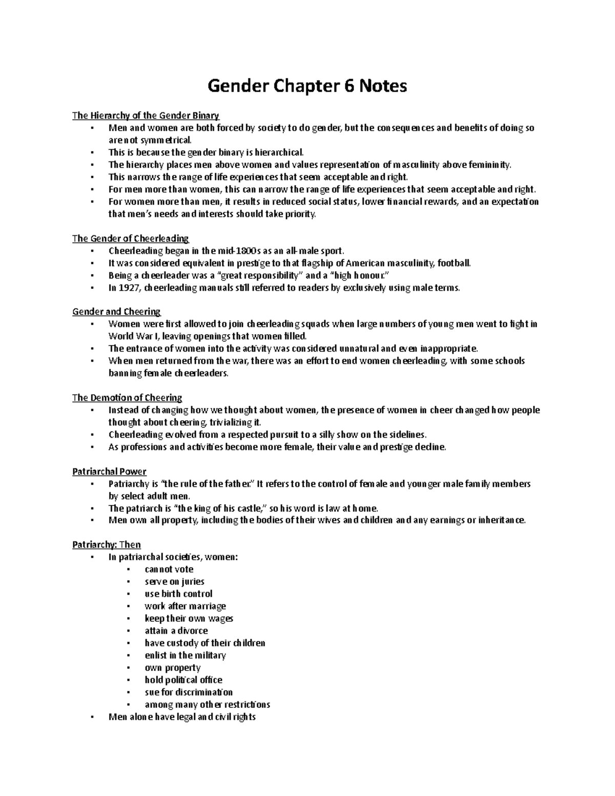 Gender Chapter 6 Notes - Gender Chapter 6 Notes The Hierarchy of the ...