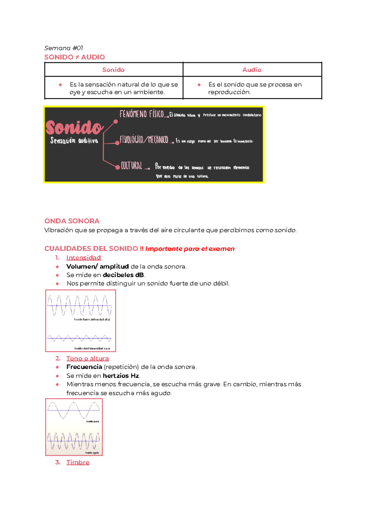 Examen Audio-2 - Taller de audio - Semana SONIDO ≠ AUDIO Sonido Audio Es la sensación natural de ...