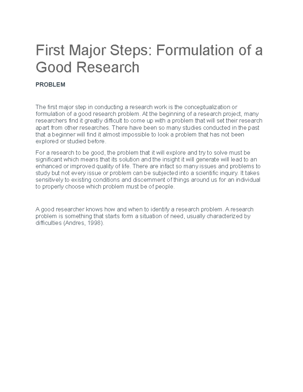 First Major Steps of the research technology - Education - Studocu