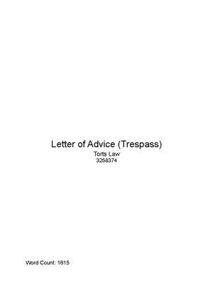 Letter of Advice - Assignment 2 - Student ID: Assessment Name: Letter ...