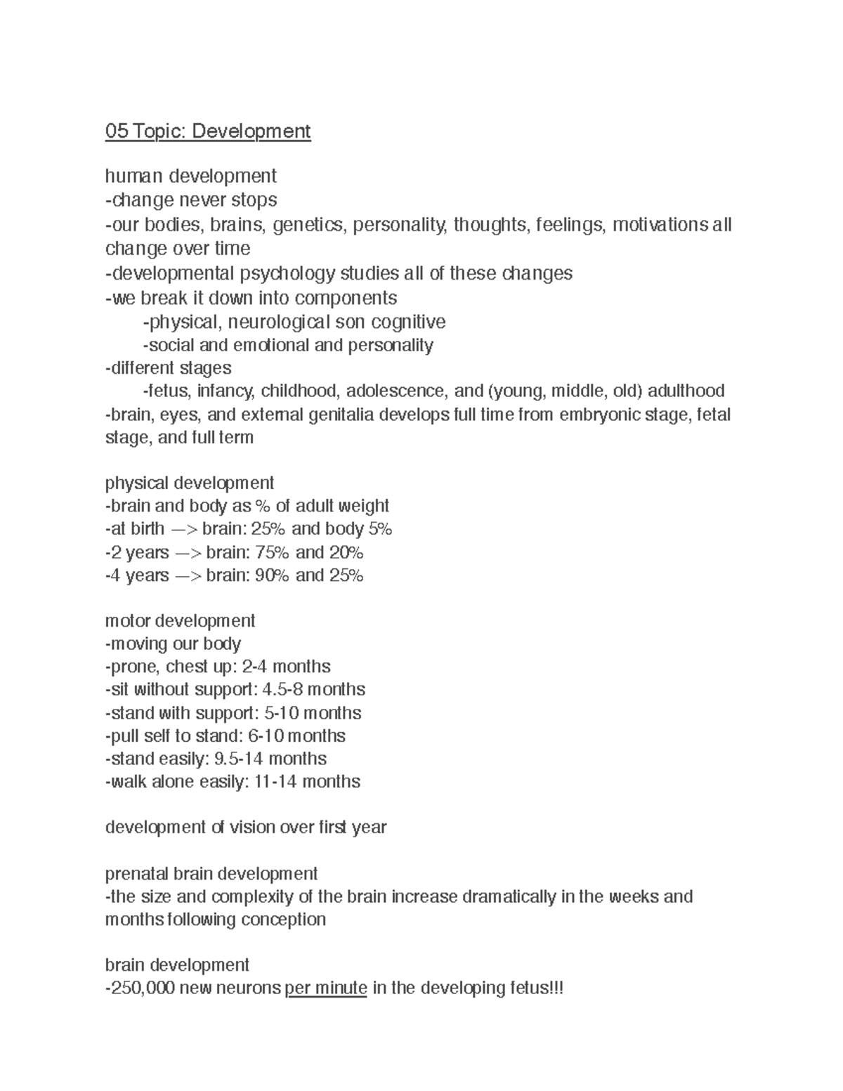05 Topic: Development - Lecture notes 5 - 05 Topic: Development human ...