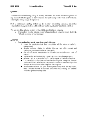 Assignment Auditing - AUDIT (ACC 3573) INTERNAL CONTROL&INTERNAL ...