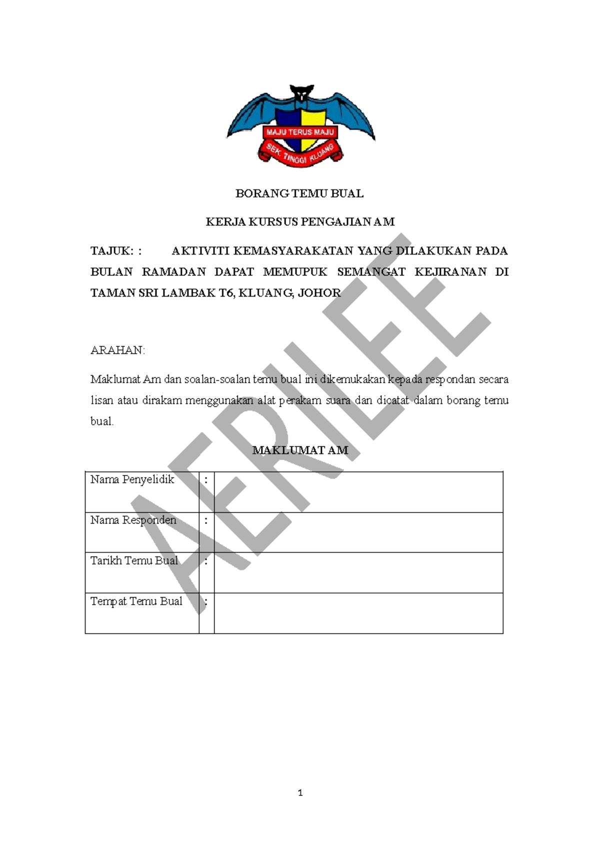 KK PA - BORANG TEMU BUAL - BORANG TEMU BUAL KERJA KURSUS PENGAJIAN AM ...