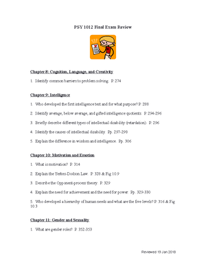 PSY 1012 Final Exam Review - Coon 2022 - PSY 1012 Final Exam Review ...