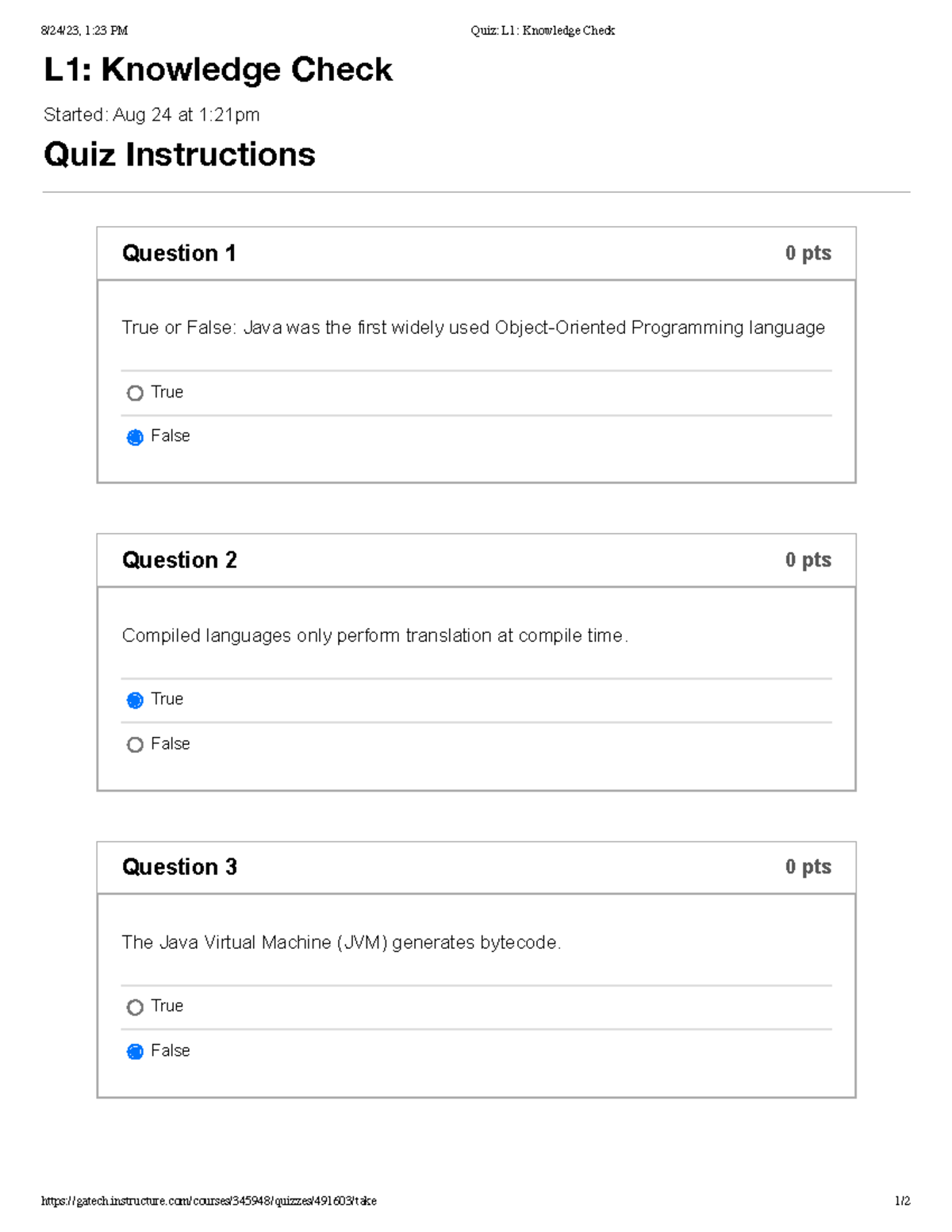 Quiz L1 Knowledge Check - 8/24/23, 1:23 PM Quiz: L1: Knowledge Check ...