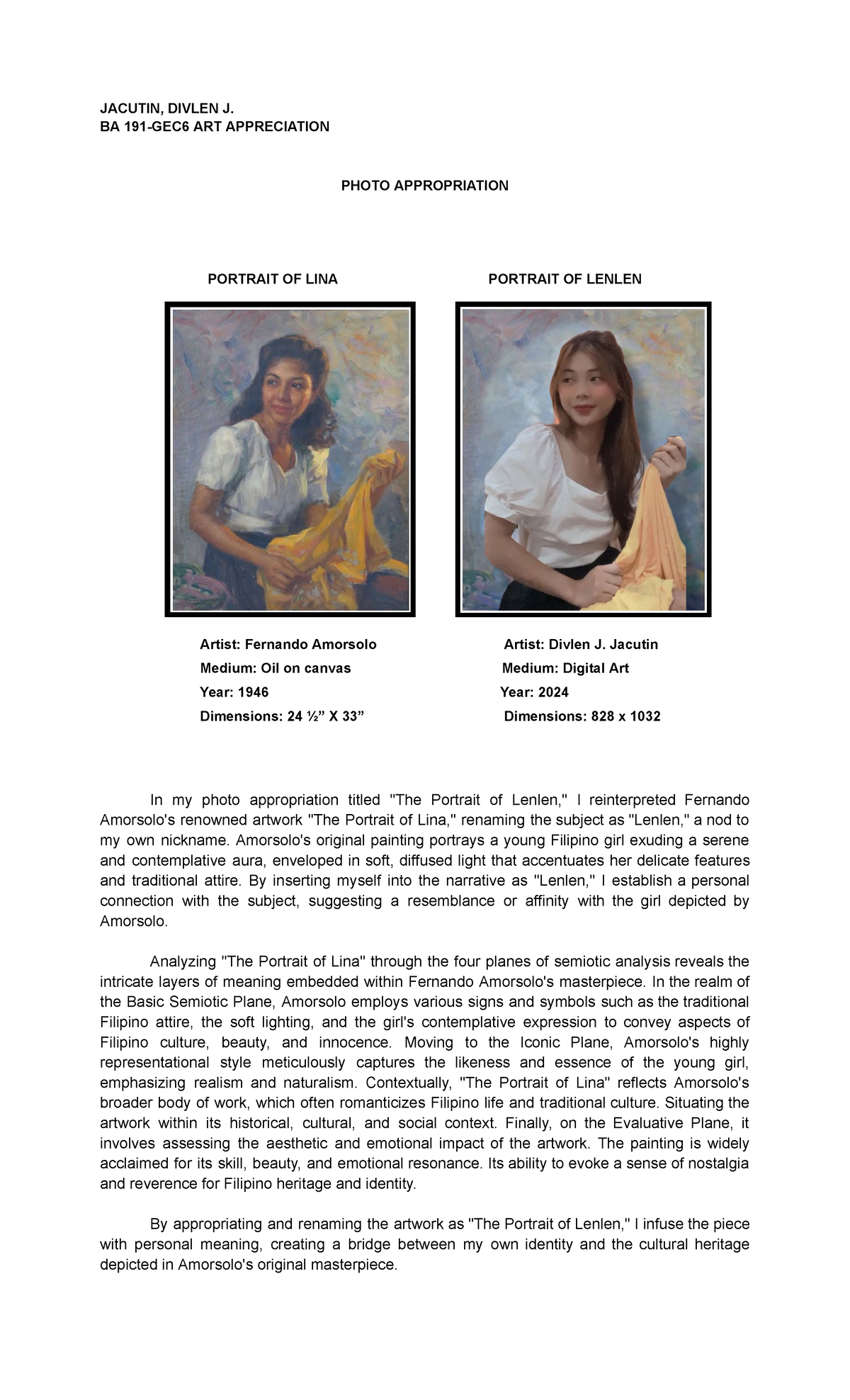 Photo APP - N/A - JACUTIN, DIVLEN J. BA 191-GEC6 ART APPRECIATION PHOTO ...