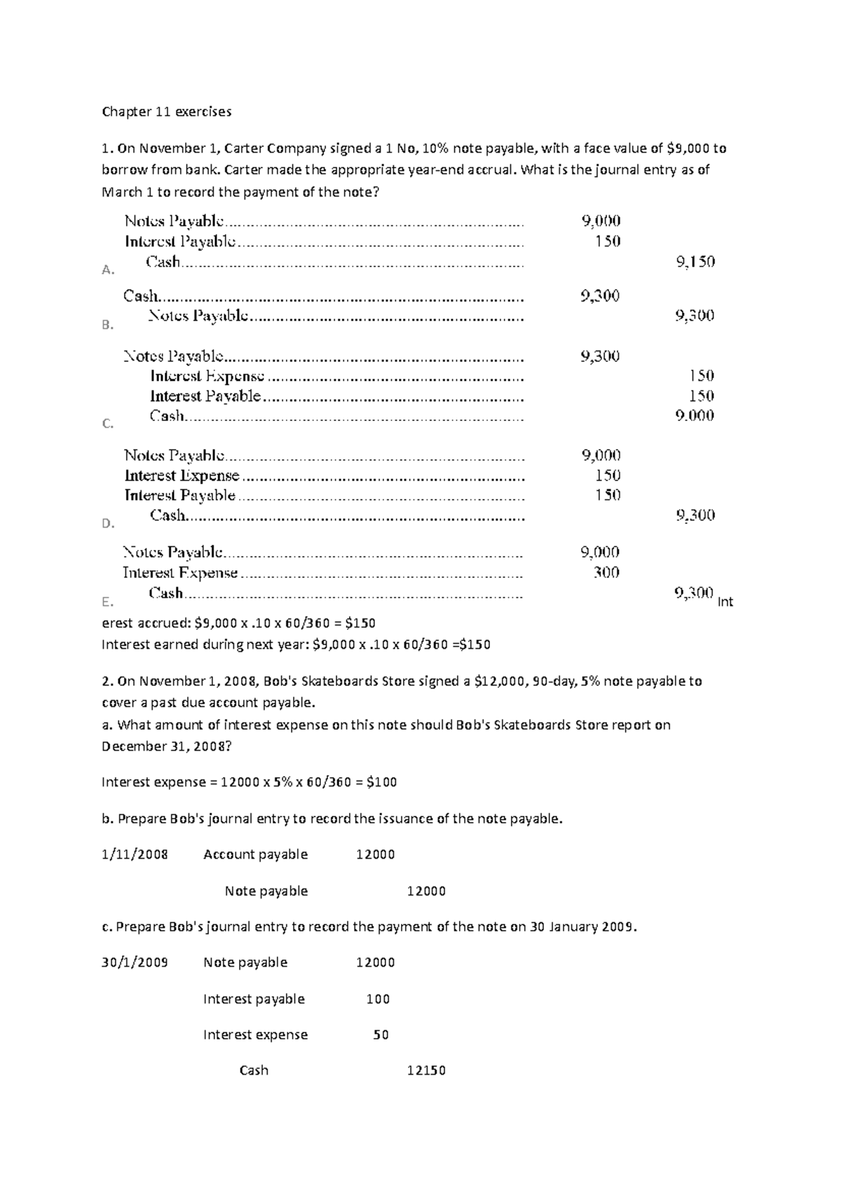 Chapter 11 exercises - excersise - Chapter 11 exercises On November 1 ...