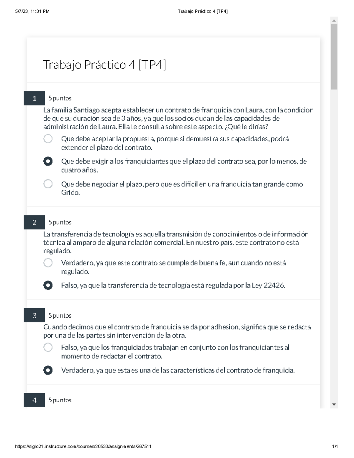 Marco legal internacional 95% [TP4] - 5/7/23, 11:31 PM Trabajo Práctico 4 [TP4] - Studocu