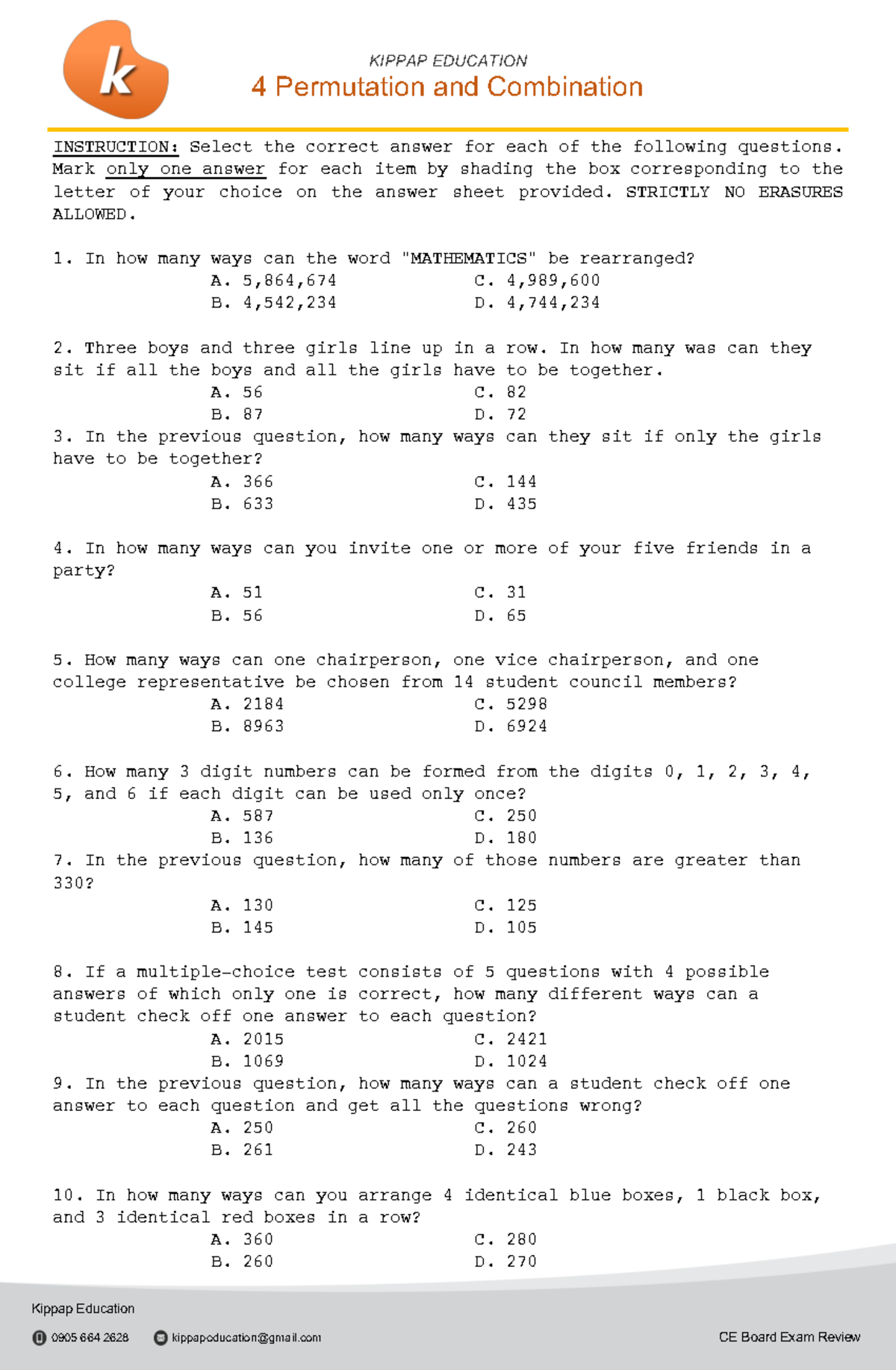 Kippap-Handout-MSTE (04 Permutation and Combination) - KIPPAP EDUCATION ...
