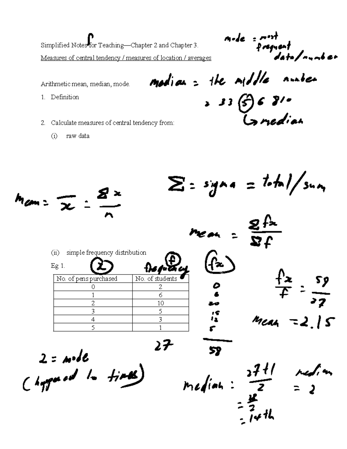 Simplified Notes for Teaching-Chap 2 & Chap 3 - Simplified Notes for ...